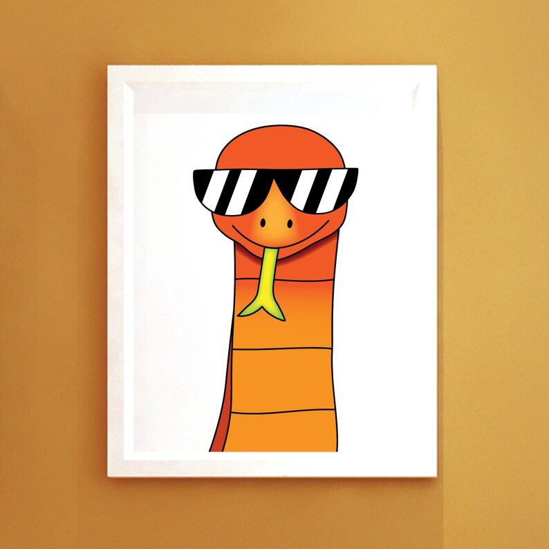 Orange Snake Wall Art Set of 3 / Kids Room Snake Wall Art Prints ...