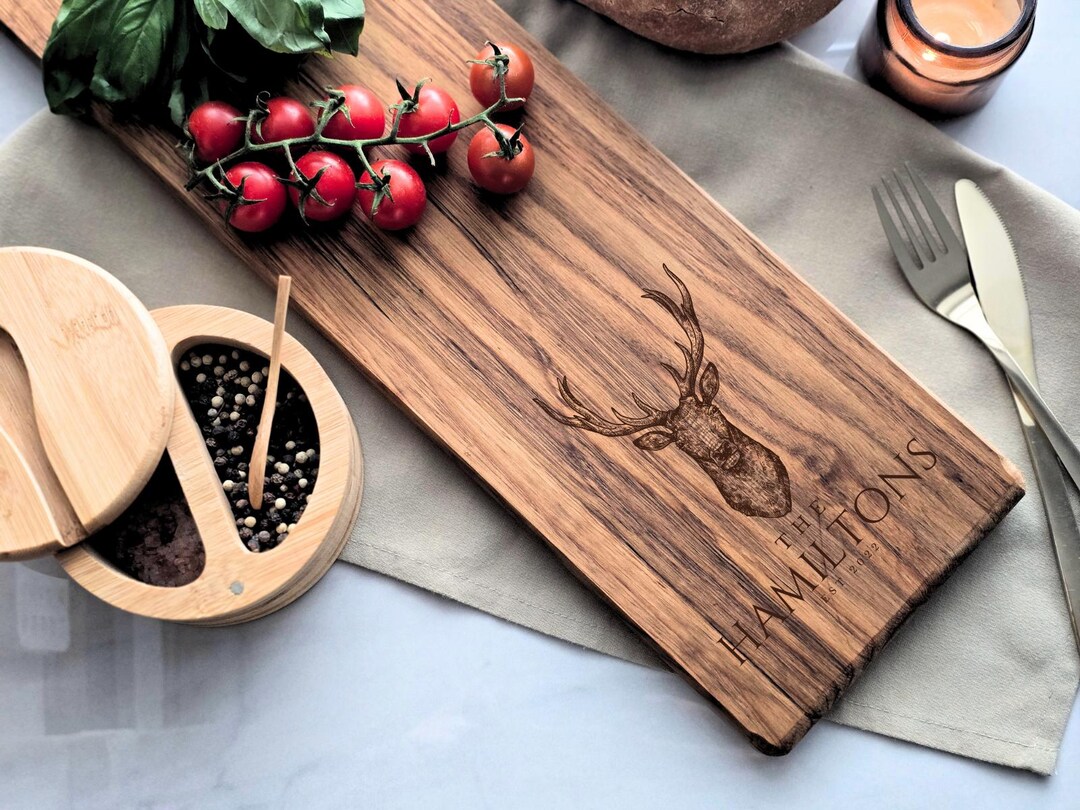 Personalised Acacia Wood Extra Long Serving Board | Name & Date Gift ...