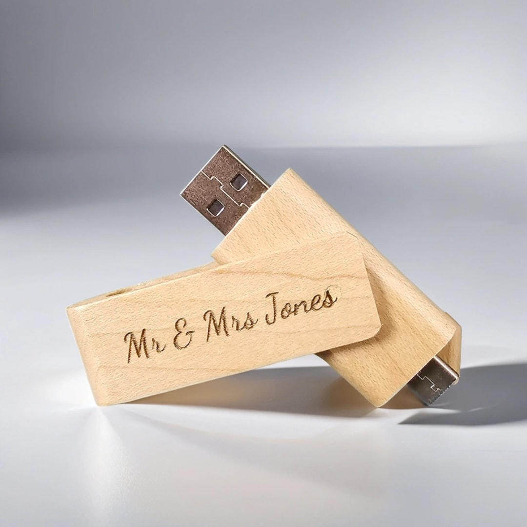 Dual-plug Custom Wooden USB Drives 16GB for Wedding Photos and More ...
