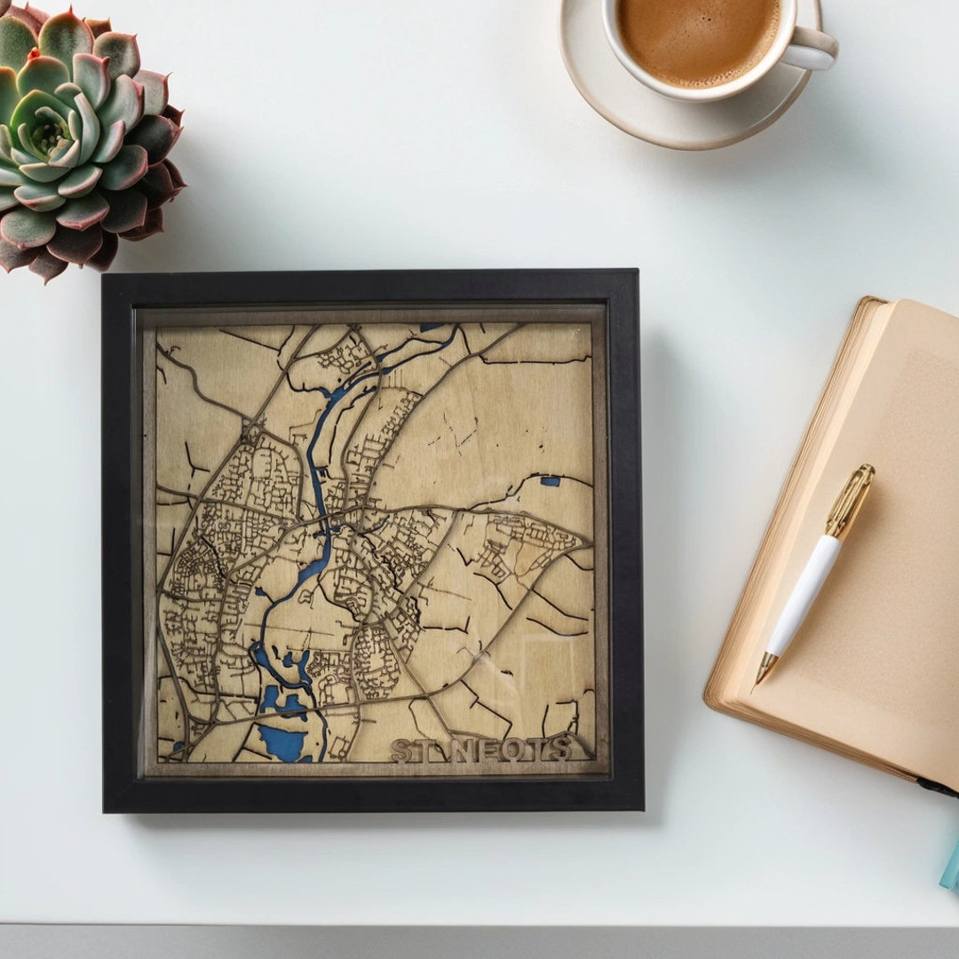 Customised Laser-cut 3D Map With Bespoke Place Name Frame Artistic ...