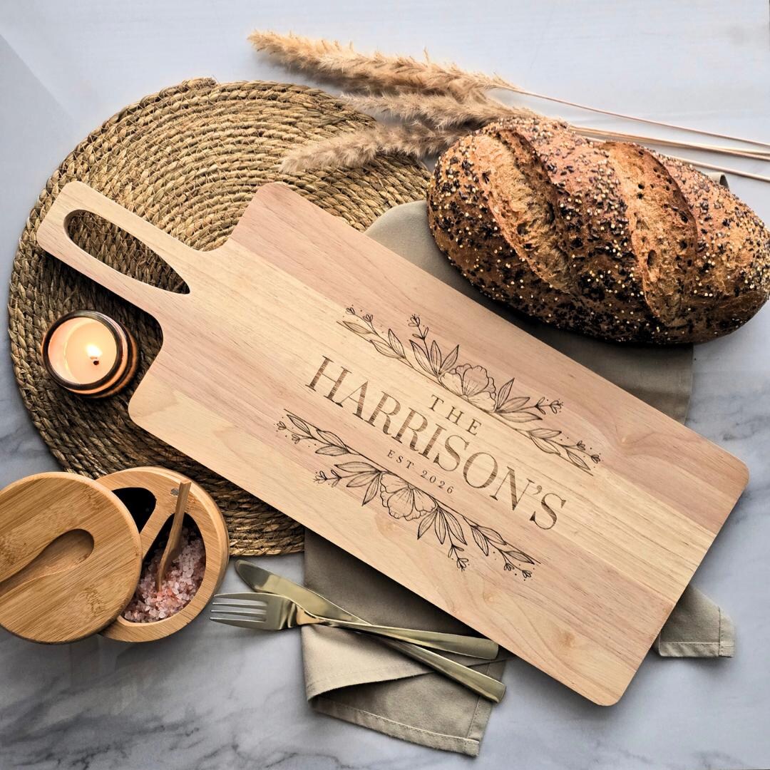 Personalised Pine Wood Chopping Board | Name & Date | Couple Gifts ...