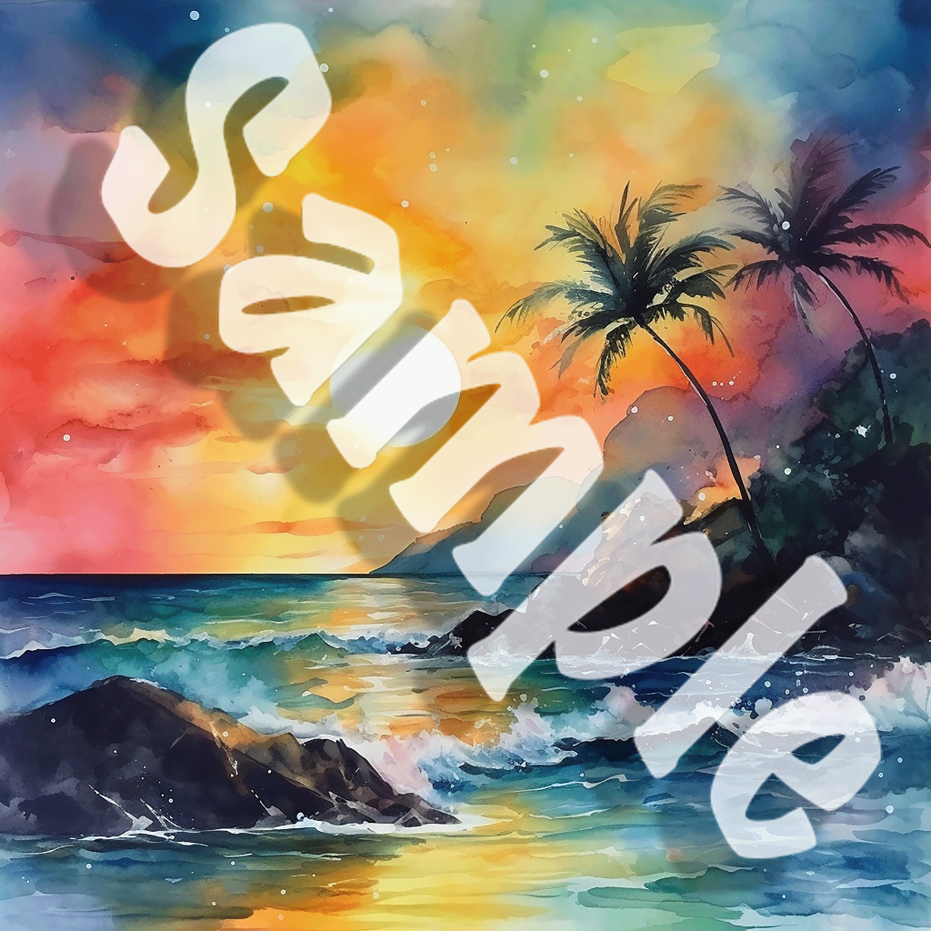 20 Tropical Beach Sunset Watercolor Pictures, Watercolor Clipart ...