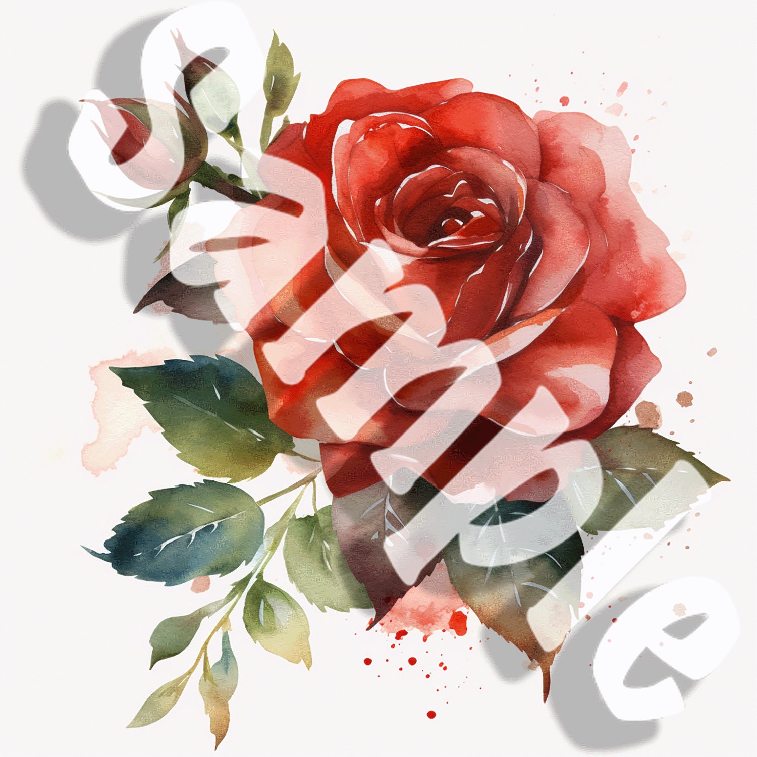 Red Watercolor Floral Clipart, 15 Pngs, Instant Download, - Etsy