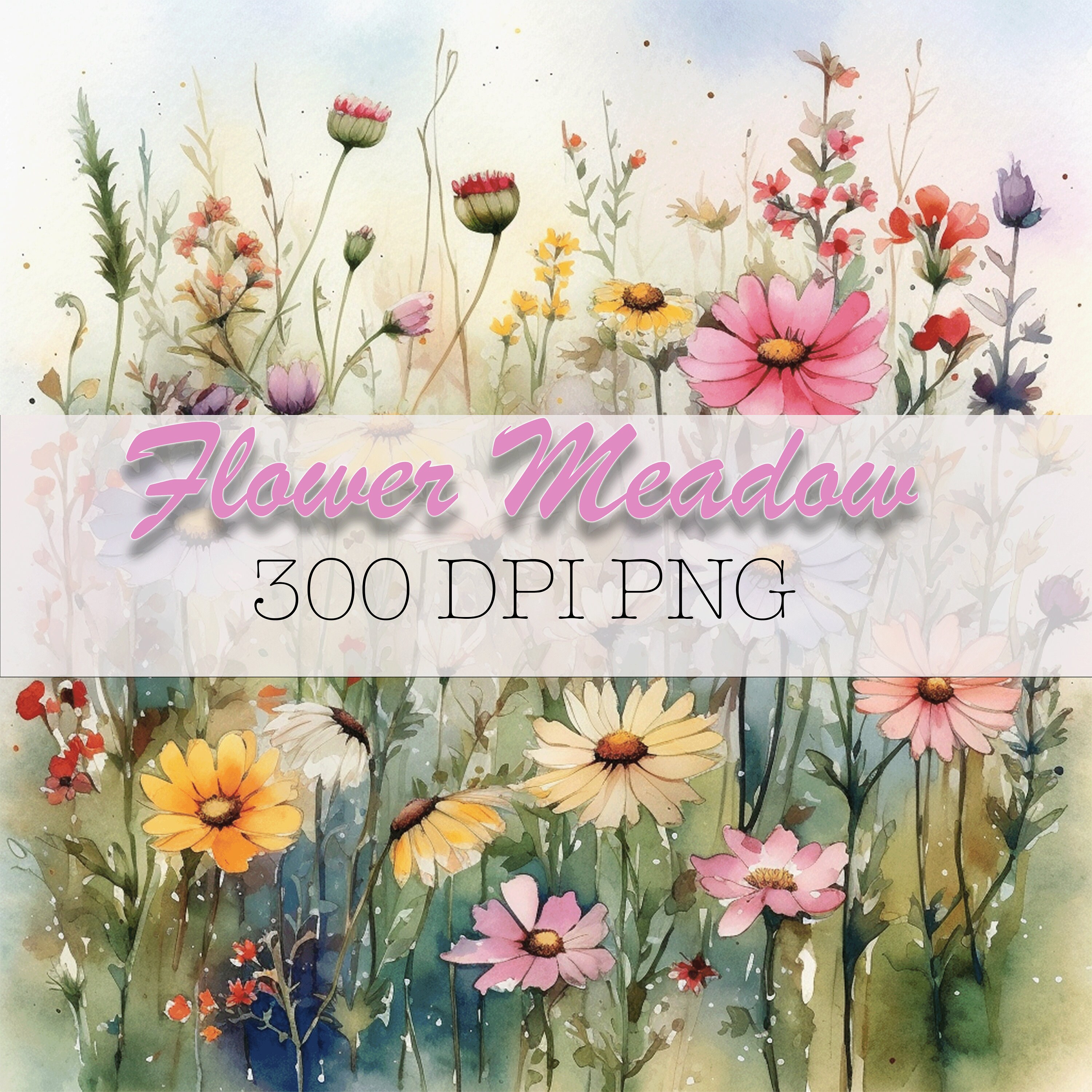 Flower Meadow Clipart 20 High Quality Pngs Commercial Use Digital ...