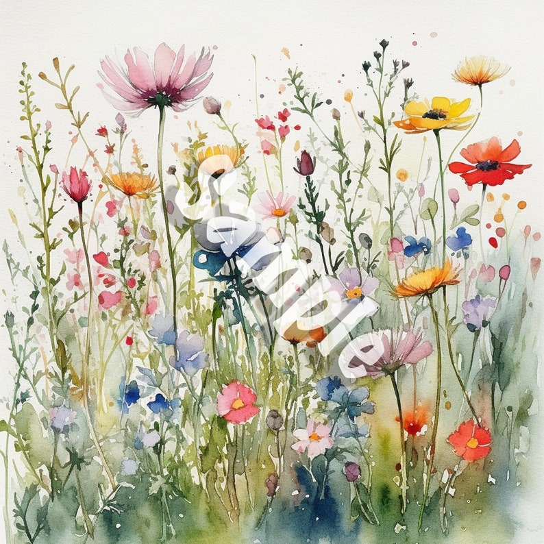 Flower Meadow Clipart 20 High Quality Pngs Commercial Use Digital ...