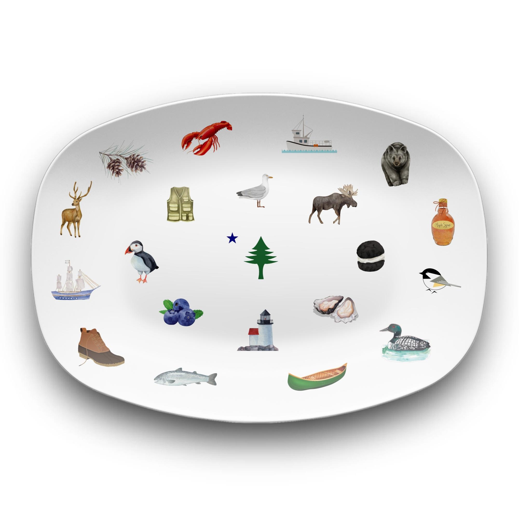Maine Icon Platter: Coastal Charm, State Symbols (10x14) - Etsy