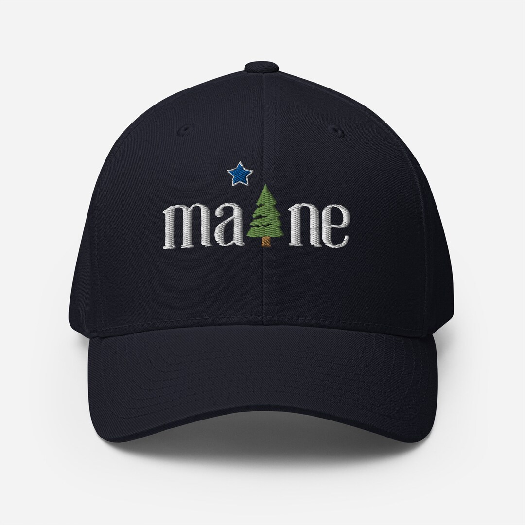 1901 Maine Hat With Pine Tree & North Star (fitted Structured Twill Cap ...