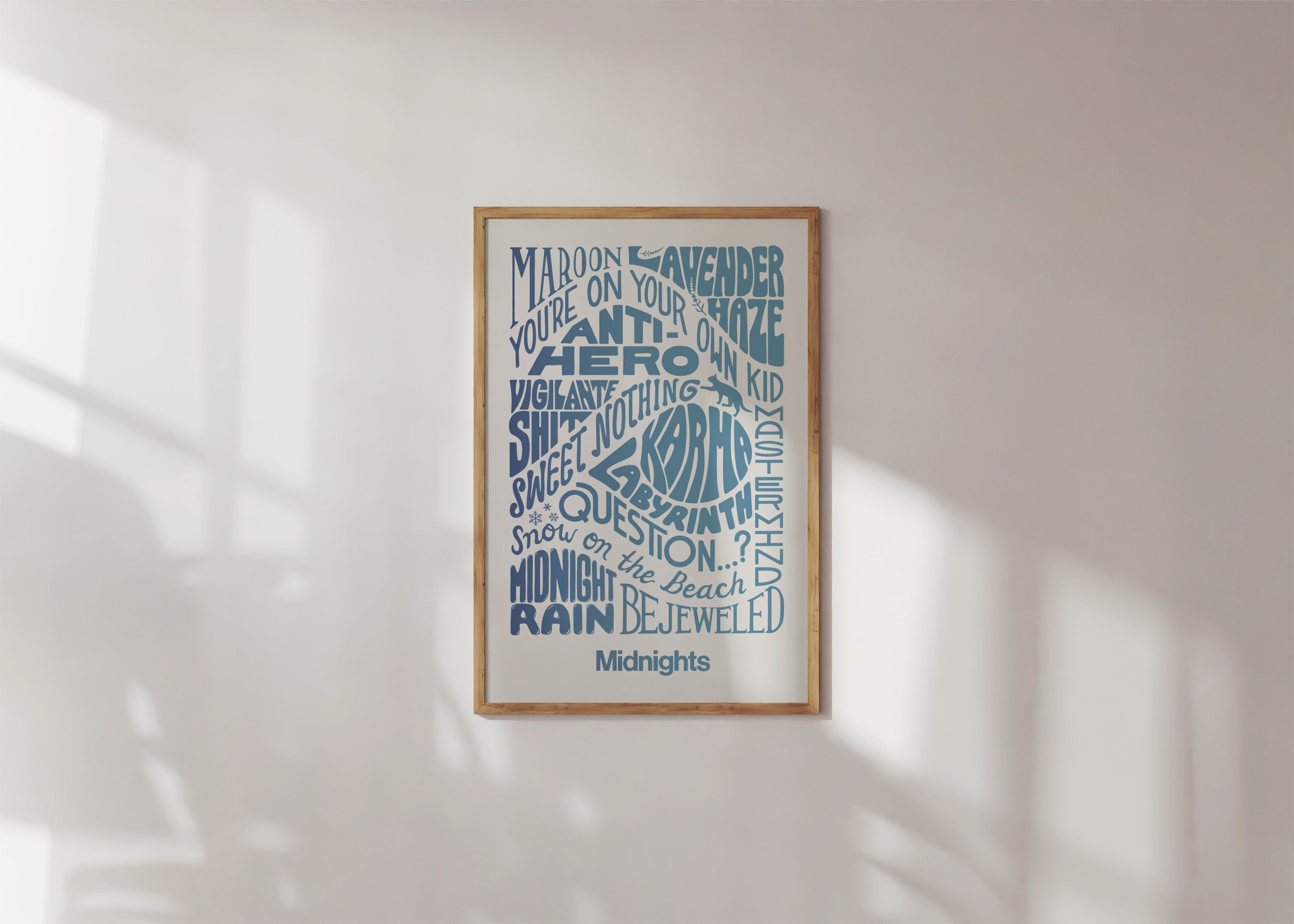 Taylor Midnights Tracklist Poster, Hand-lettered Album Art, Taylor ...