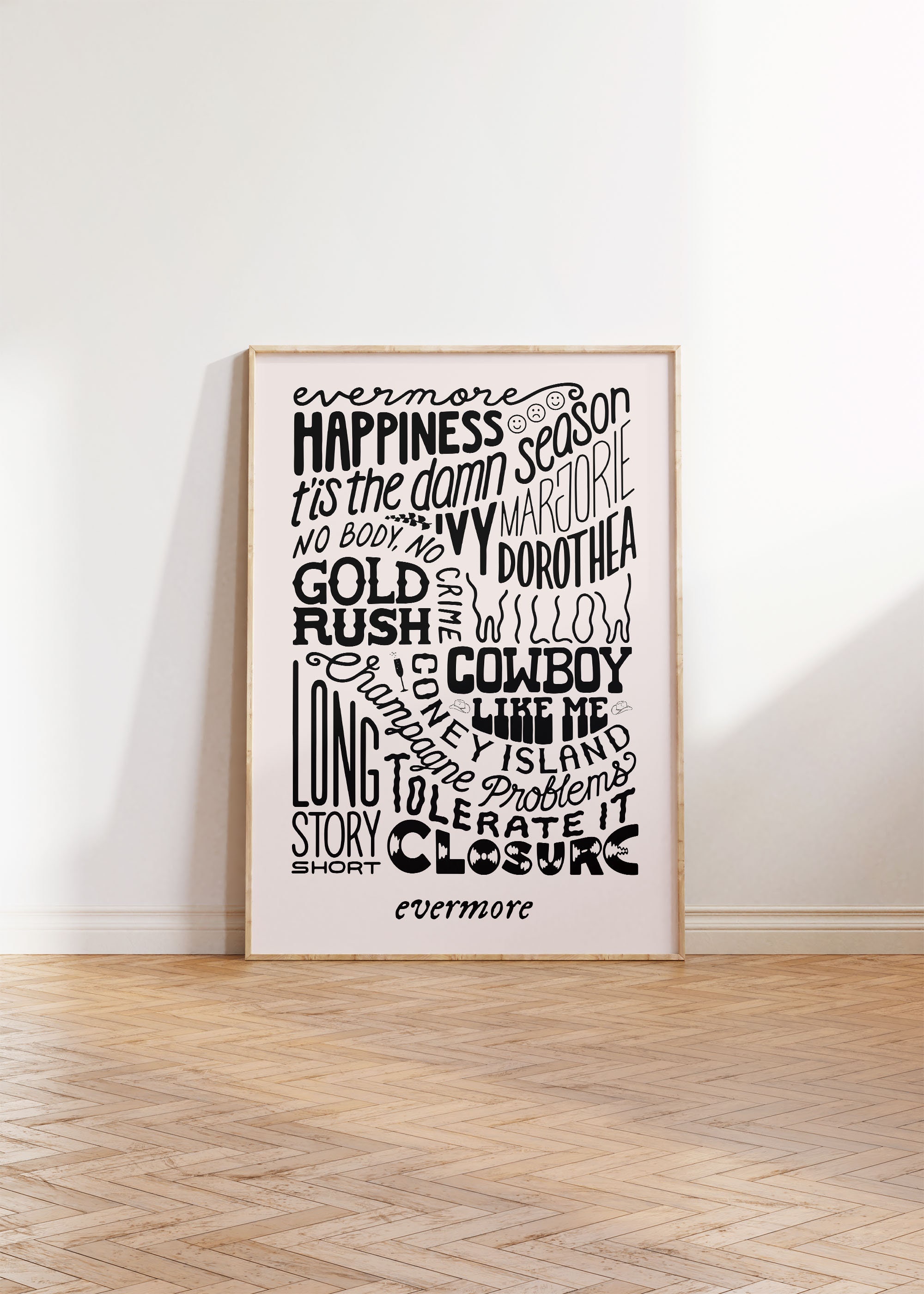 Taylor Evermore Tracklist Poster, Hand-lettered Album Art, Taylor ...