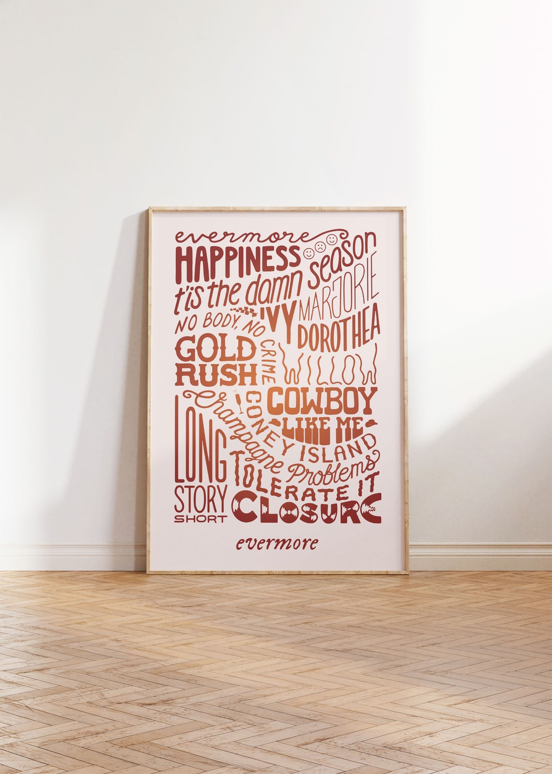 Taylor Evermore Tracklist Poster, Hand-lettered Album Art, Taylor ...