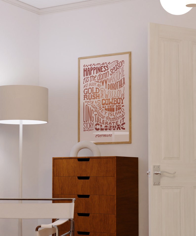 Taylor Evermore Tracklist Poster Hand-lettered Album Art - Etsy