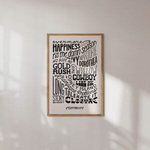 Taylor Evermore Tracklist Poster, Hand-lettered Album Art, Taylor ...