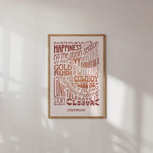 Taylor Evermore Tracklist Poster Hand-lettered Album Art - Etsy