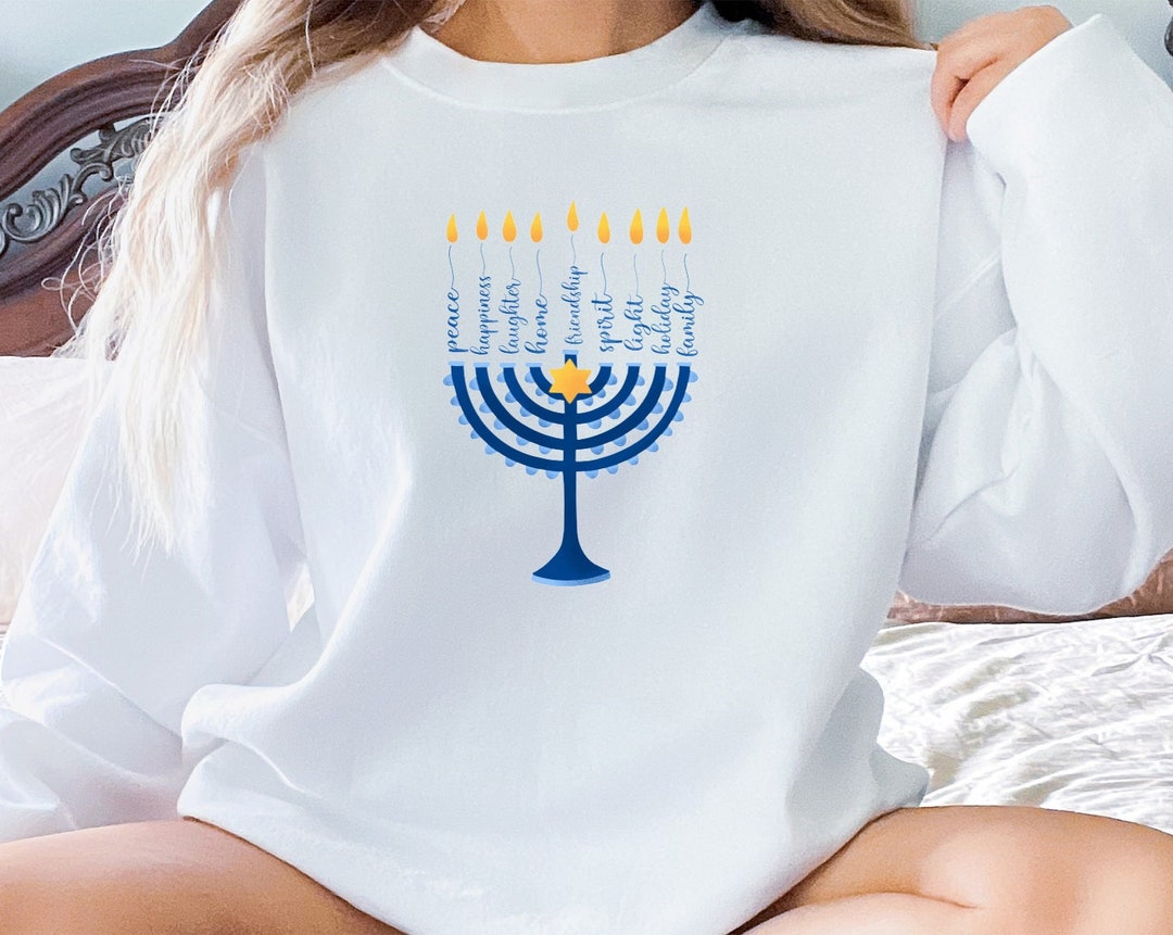 Hanukkah Jewish Hoodie Sweatshirt, Jewish Holiday Party Sweater, Israel ...