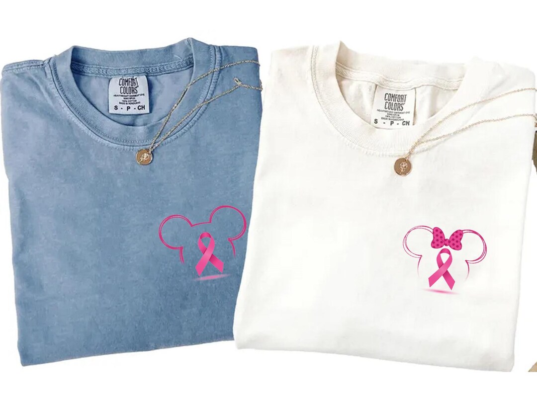 Comfort Colors® Custom Disney Mickey & Minnie Breast Cancer Awareness T ...