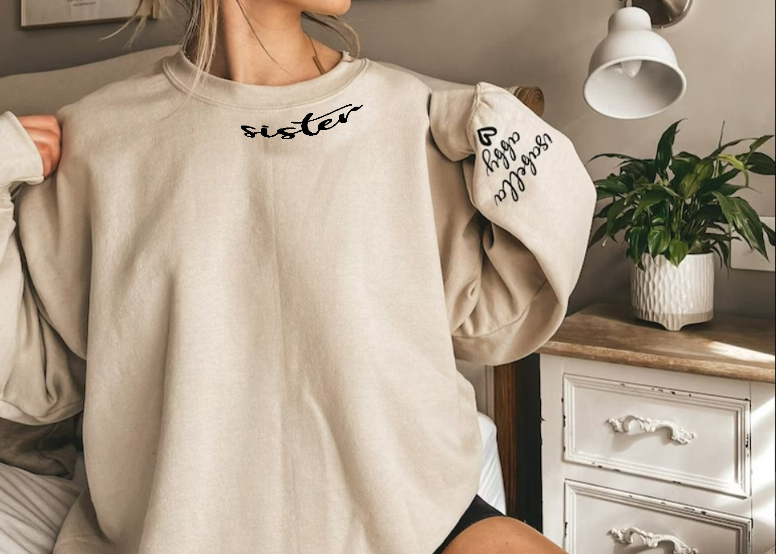 Custom Sister Sweatshirt With Siblings Names on Sleeve - Etsy