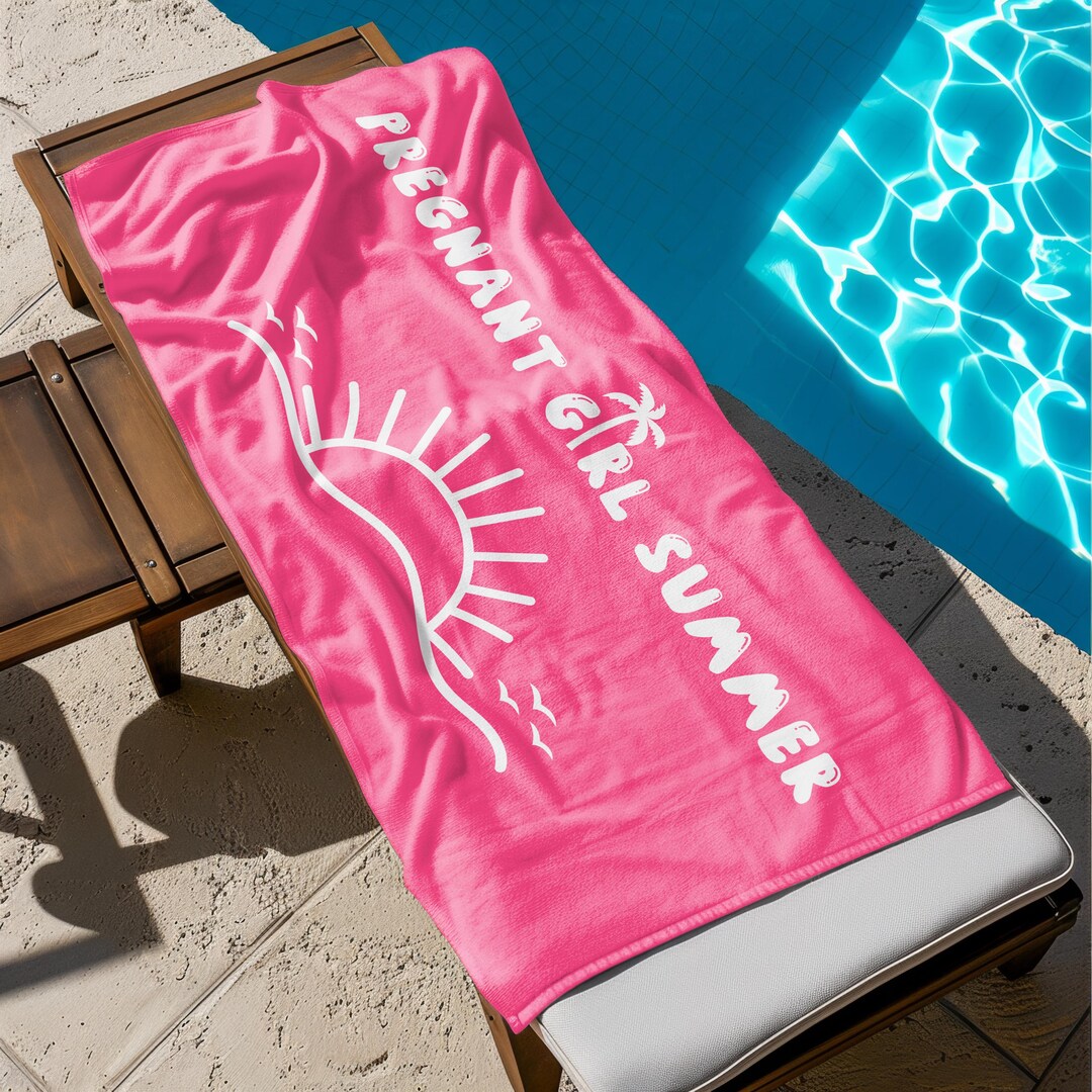 Pregnant Girl Summer Beach Towel, Custom Maternity Pool Party Towel ...