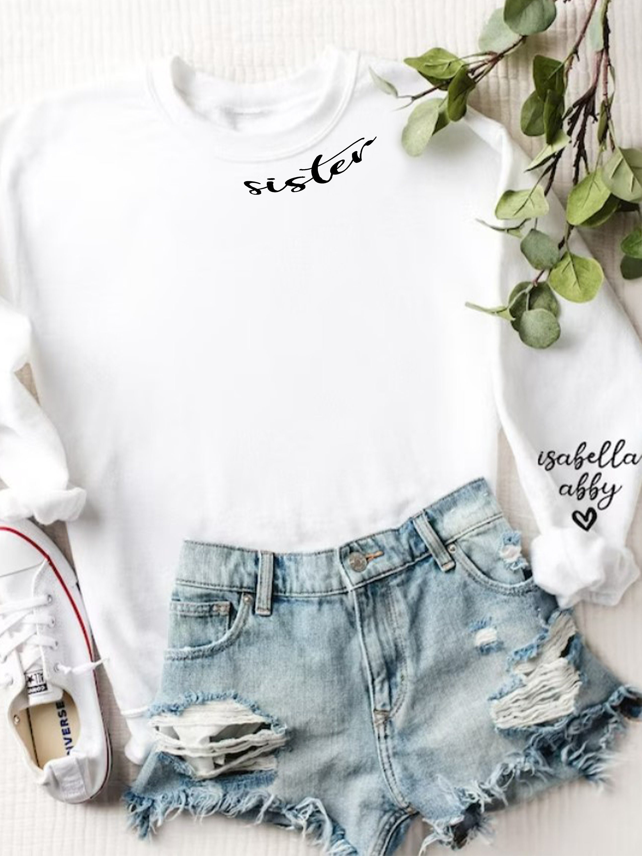 Custom Sister Sweatshirt With Siblings Names on Sleeve - Etsy