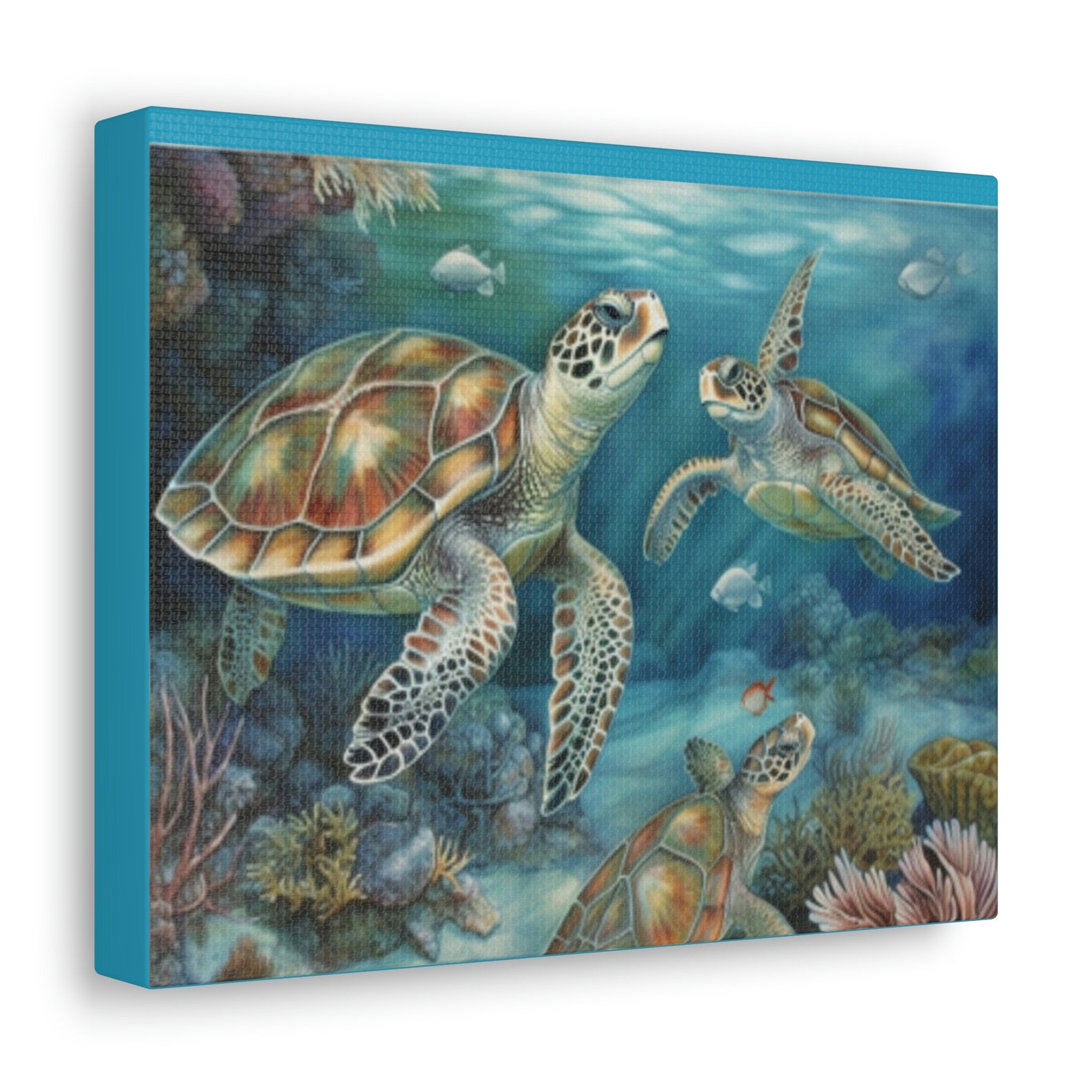 Sea Turtles Canvas Wall Hang (ocean Blue) - Etsy