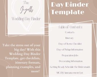ULTIMATE Day of Wedding Binder Template - Etsy