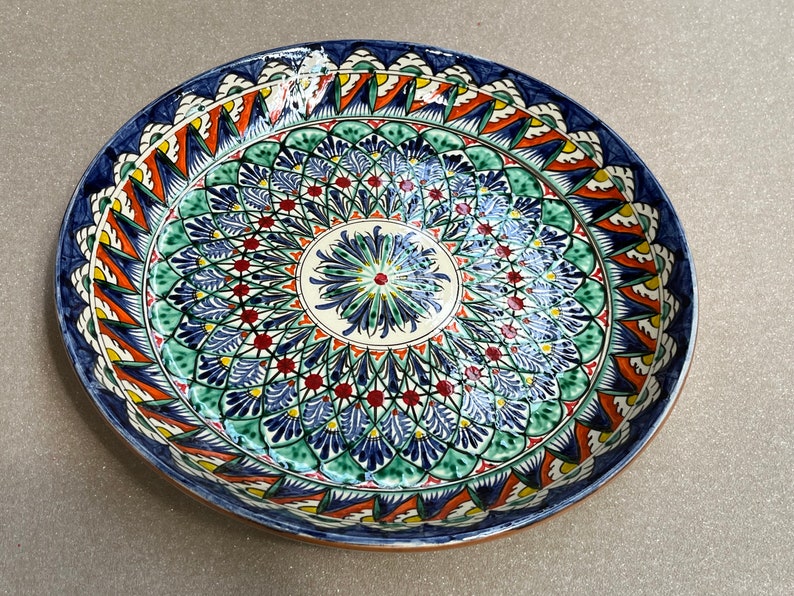 Handmade Uzbek Ceramic 12.5'' Lagan-platter. Rishtan Central Asian ...