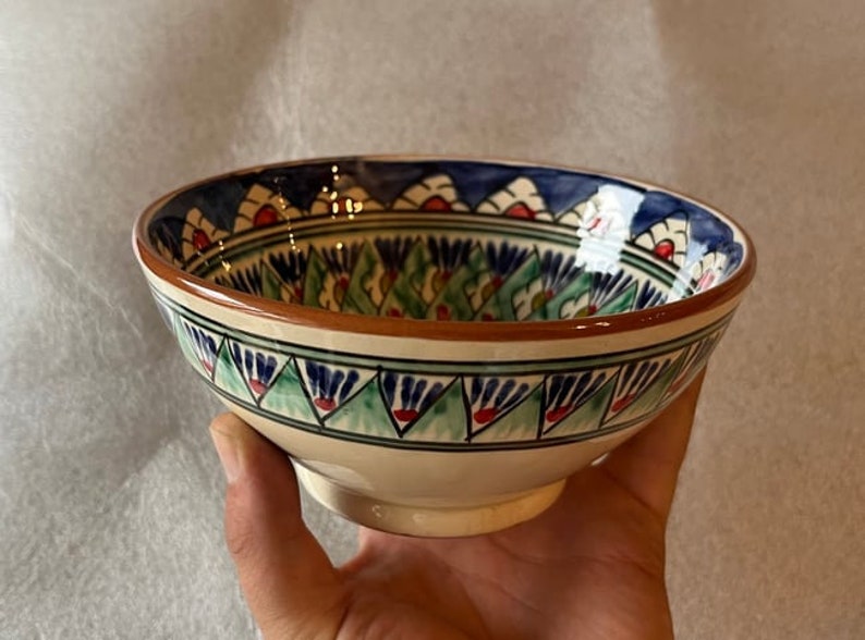 Uzbek Craft Ceramics Piala Ikat Ceramic Bowl Handmade Hand Painted ...