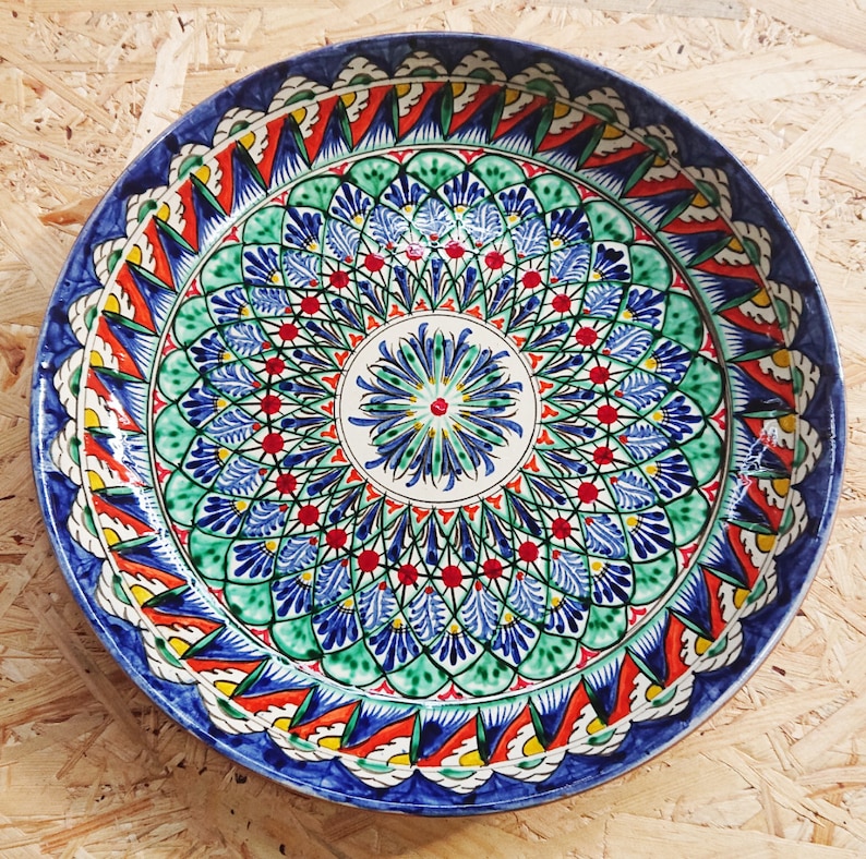 Handmade Uzbek Ceramic 12.5'' Lagan-platter. Rishtan Central Asian ...