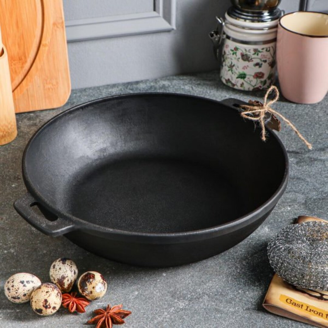 34x4cm Cast Iron Platter-pan for Off-grid Cooking Adventures. Handmade ...