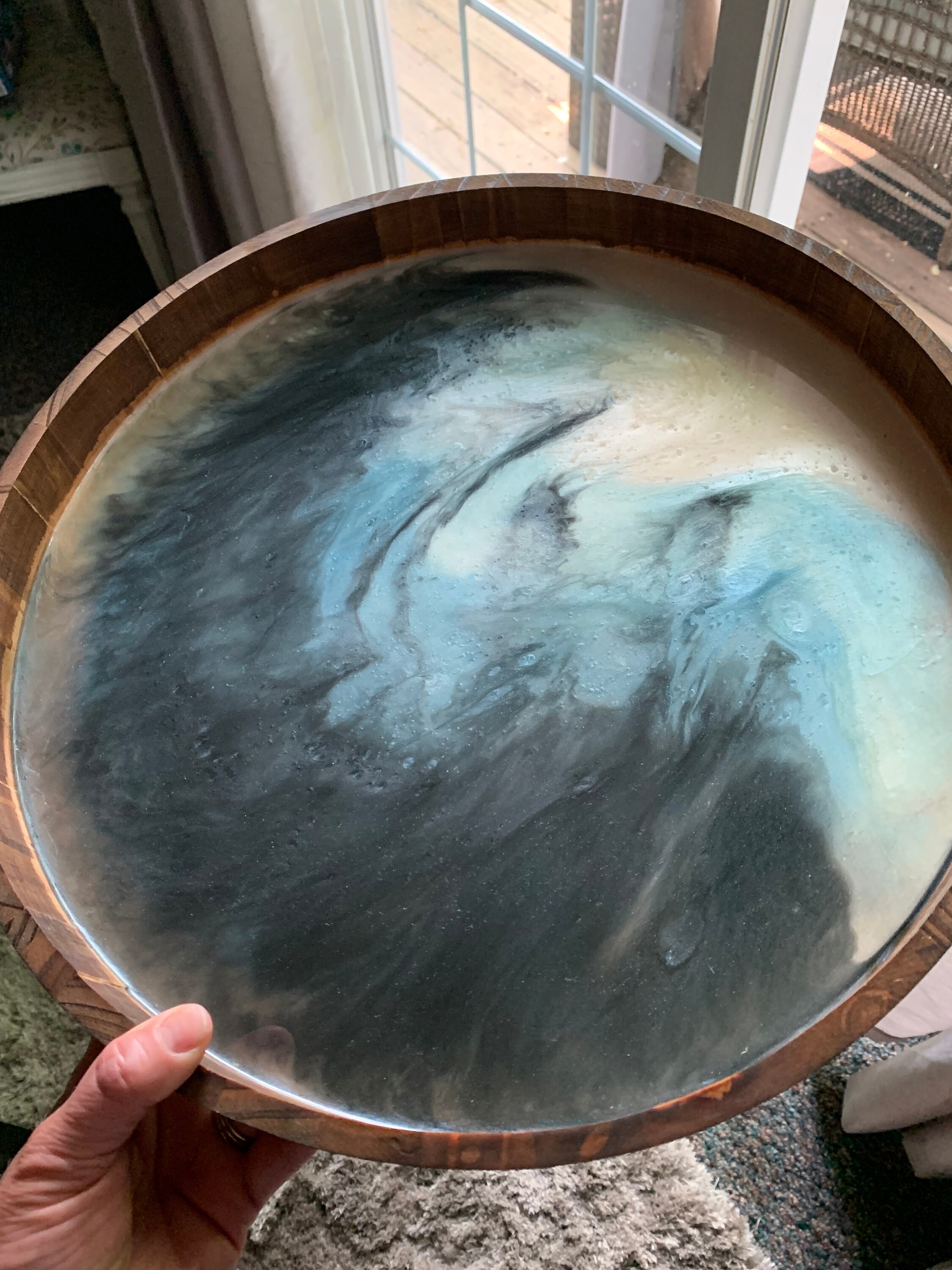 Round Wood and Resin Tray, Resin Art, Decorative Resin Serving Tray ...