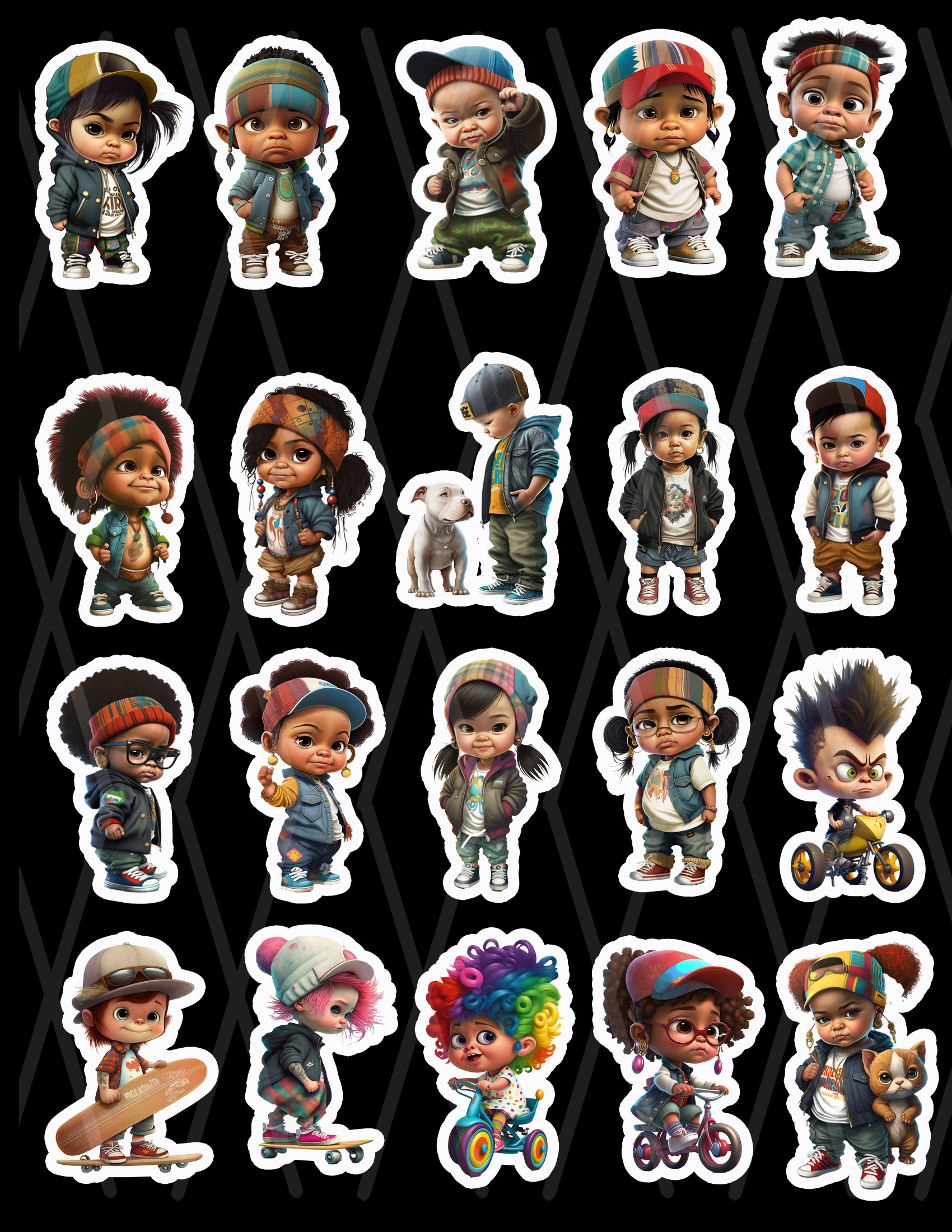 Set 2 (20) High Quality Hip Hop Printable Baby Gangsta Baby Stickers - Etsy