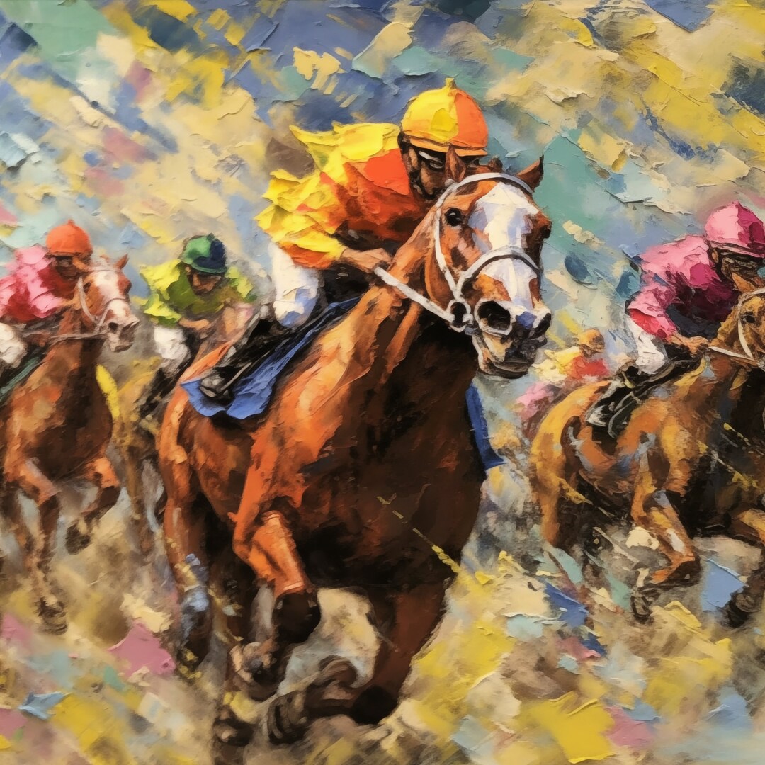 Derby Horses Racing Oil Painting (digital Download) - Etsy