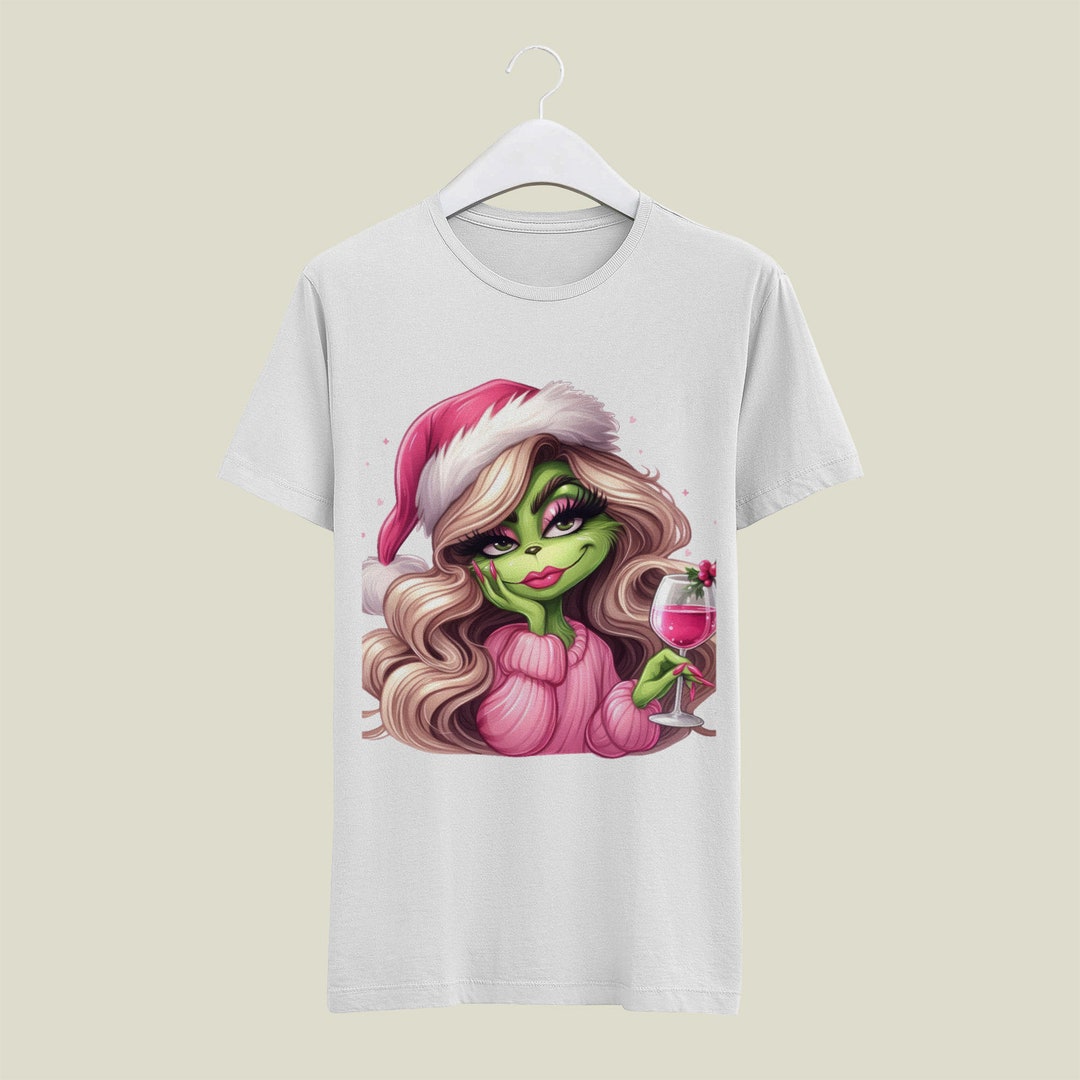 Wine Green Girl Christmas PNG Design, PNG Grinch Green Girl, Grinch ...