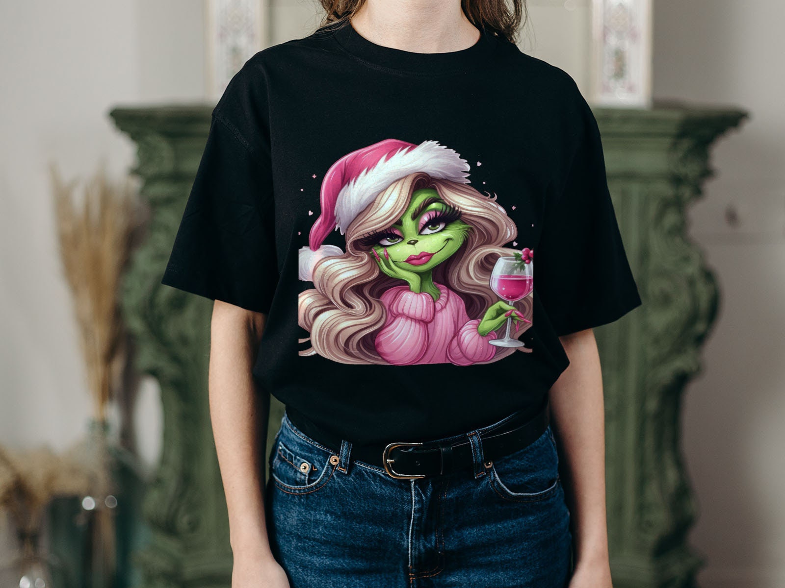 Wine Green Girl Christmas PNG Design, PNG Grinch Green Girl, Grinch ...