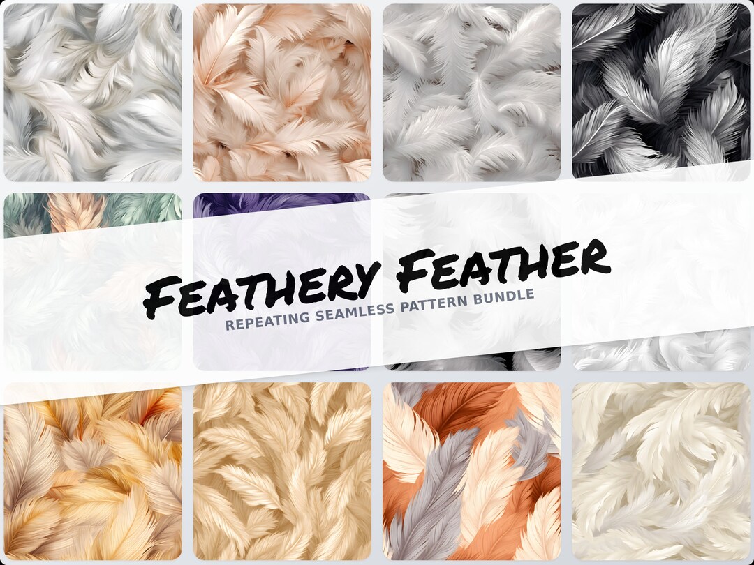 Feathery Feather Seamless Patterns PNG Digital Download - Etsy