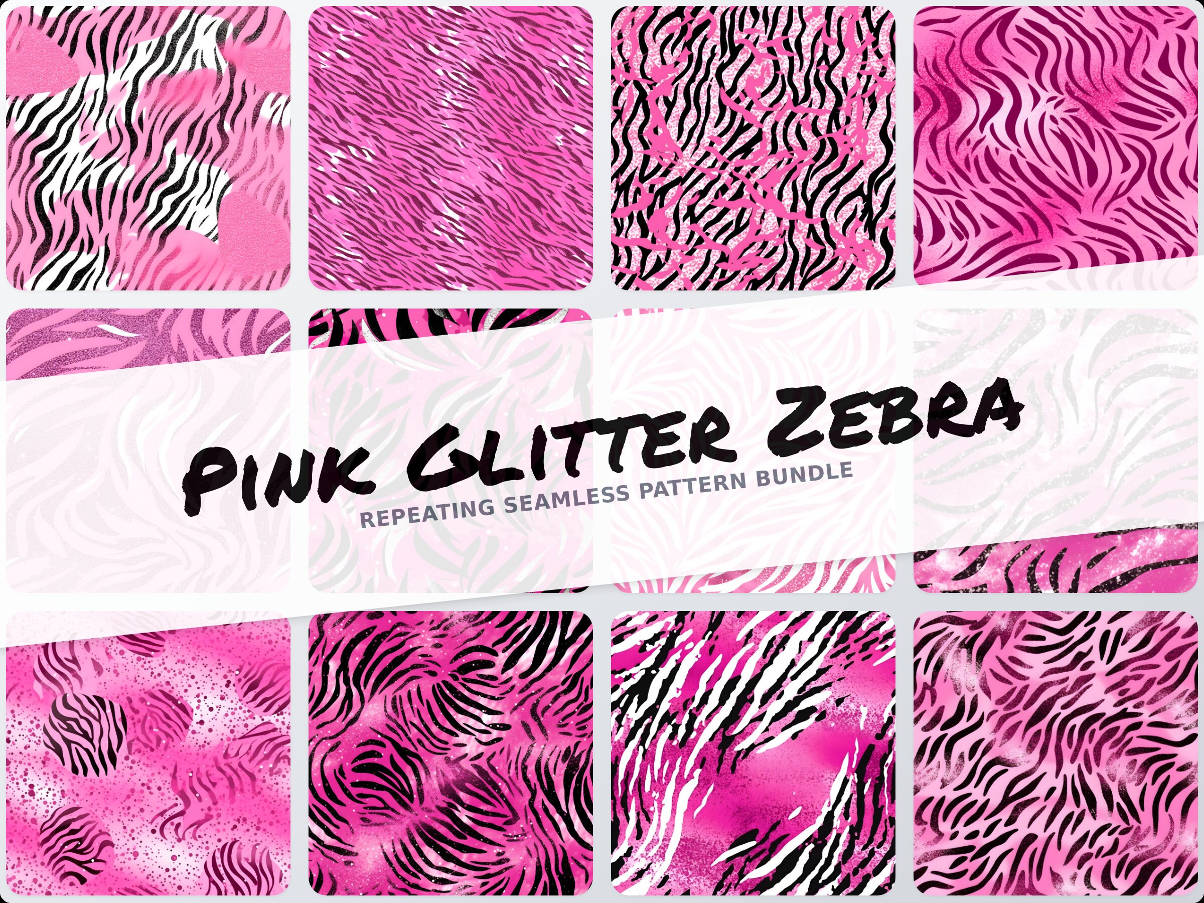 Pink Glitter Zebra Seamless Patterns PNG Digital Download - Etsy