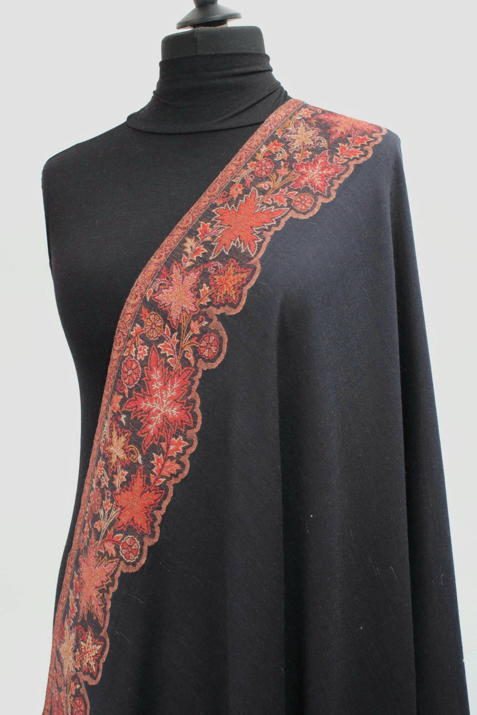 Large Black and Orange Kashmiri Jacquard Jamawar Design - Etsy