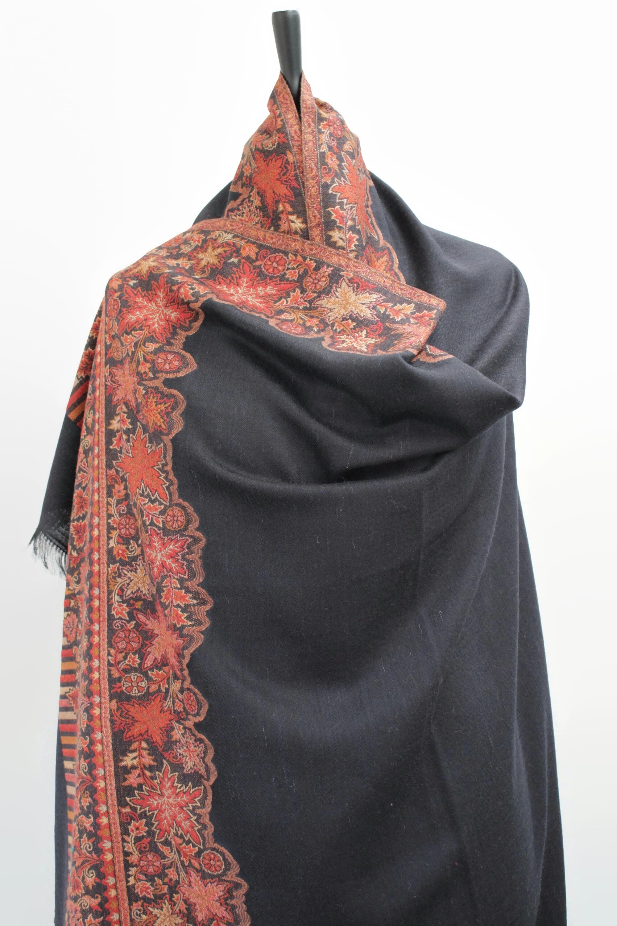 Large Black and Orange Kashmiri Jacquard Jamawar Design - Etsy