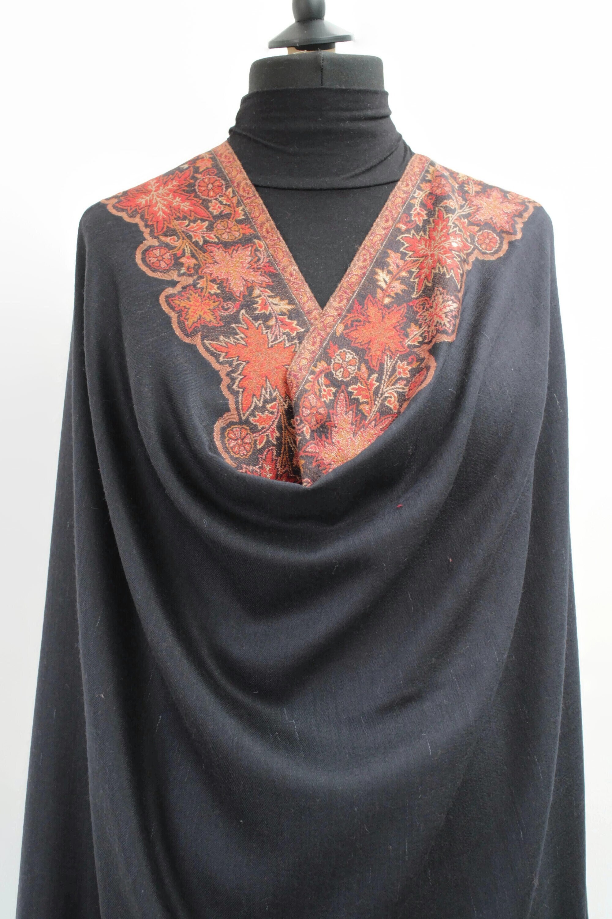 Large Black and Orange Kashmiri Jacquard Jamawar Design - Etsy