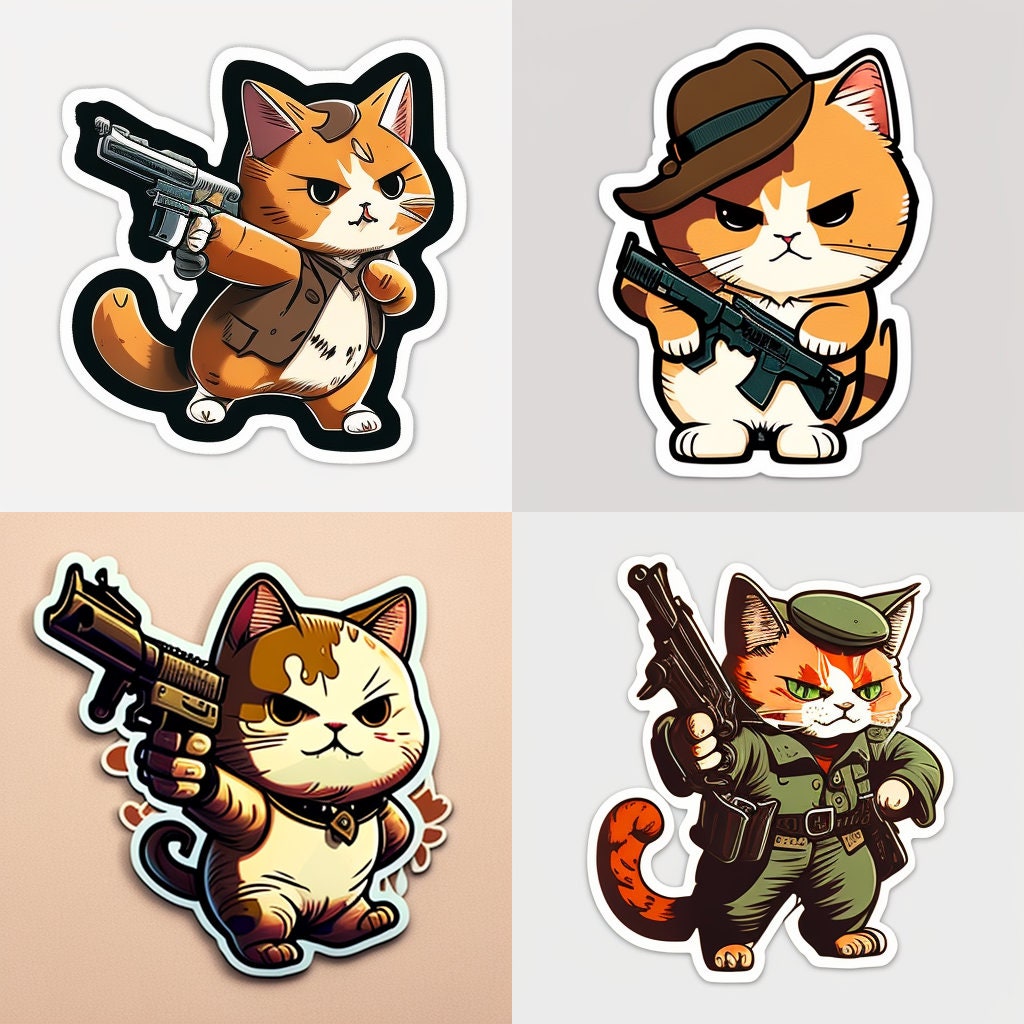 Gun Bunny Stickers CUTE Animals With GUNS - Etsy