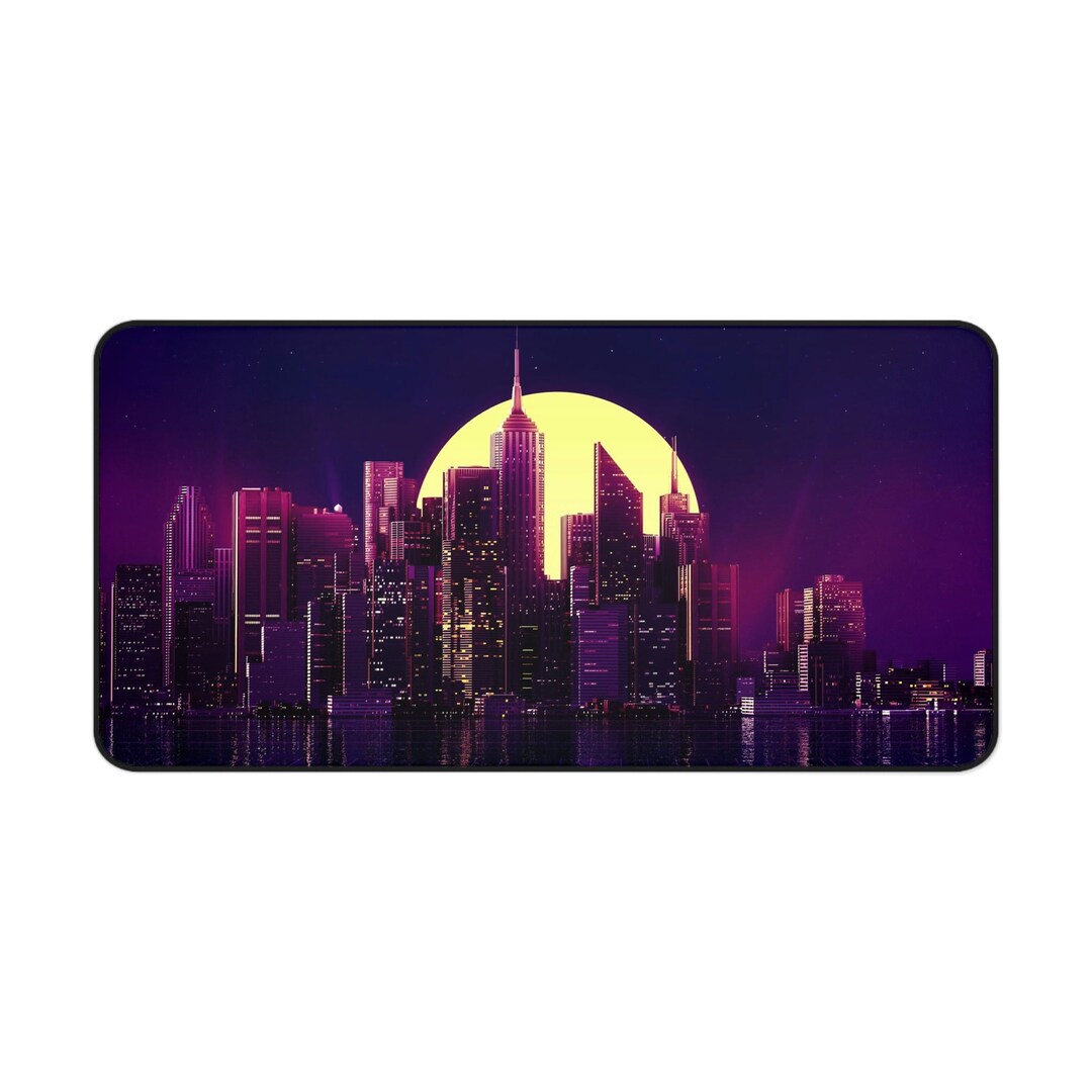 Neon City Desk Mat, Neon Desk Mat, Cool Desk Mat, Large Desk Mat ...