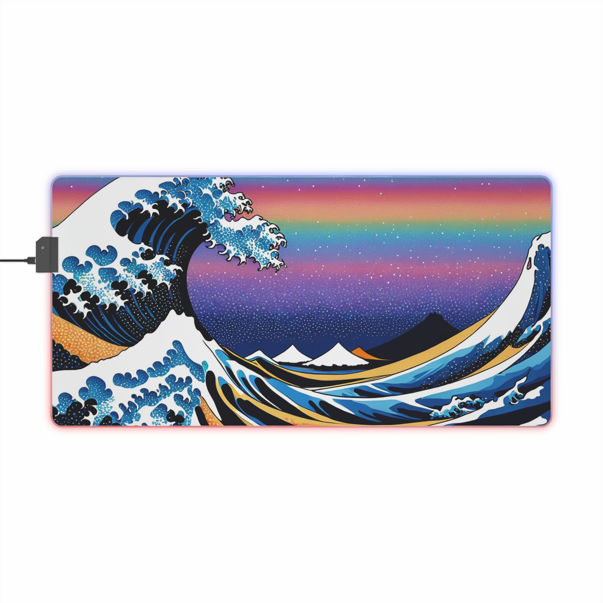The Great Wave off Kanagawa Gaming Mouse Pad, LED Gaming Mouse Pad, Led ...