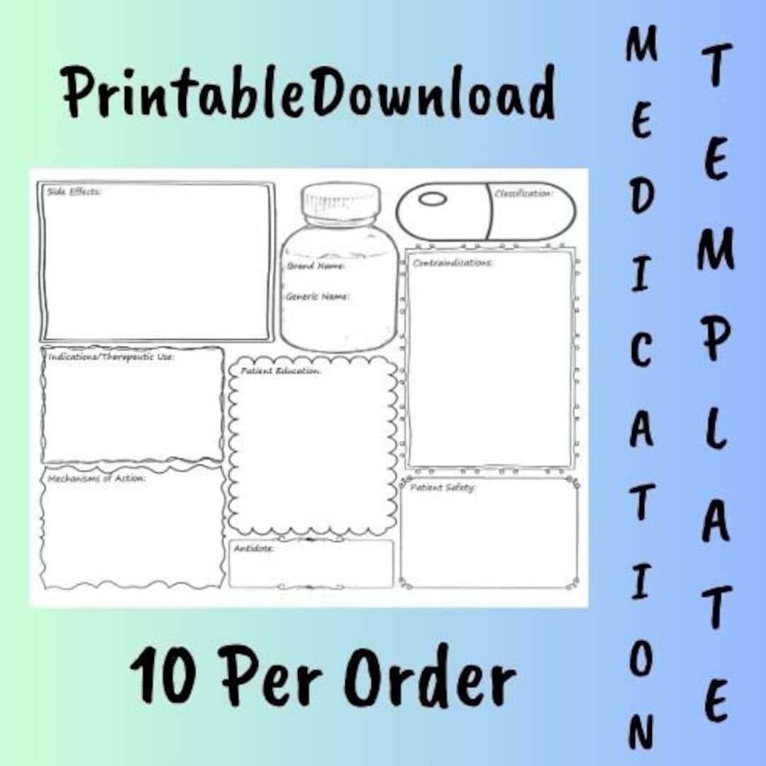 Medication Template Digital Download, Nursing Templates, Nursing Notes ...
