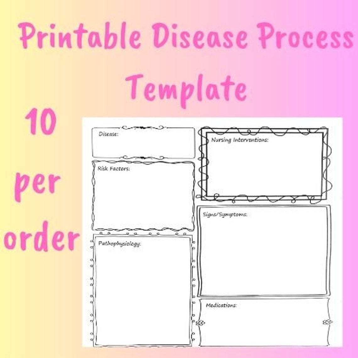10 Printable Disease Process Template, Digital Download, Student Nurse Template - Etsy