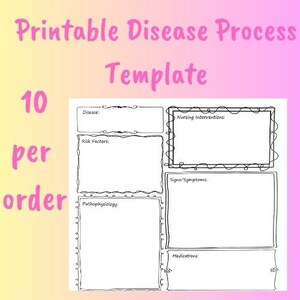 10 Printable Disease Process Template, Digital Download, Student Nurse ...