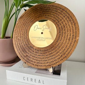 Custom Wooden Vinyl Decor, Personalized Wedding Song Lyrics Engraved ...