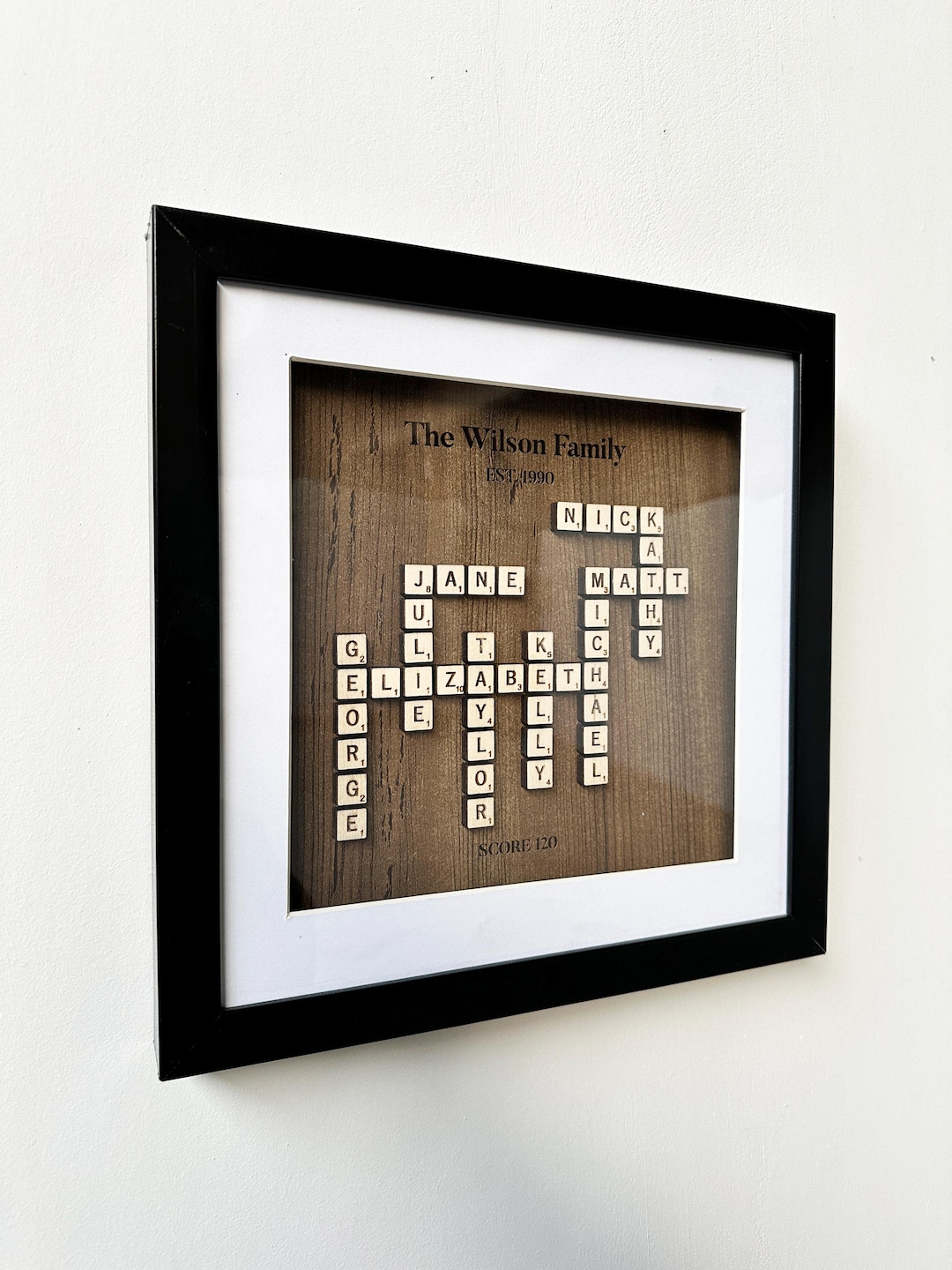 Personalised Scrabble Family Names Frame, Christmas Gift, Family Tree ...