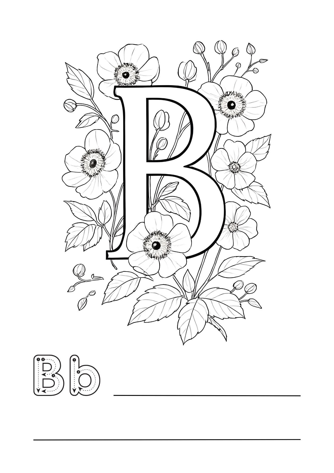Floral Alphabet Coloring Pages for Girls – A to Z Flower Letters ...