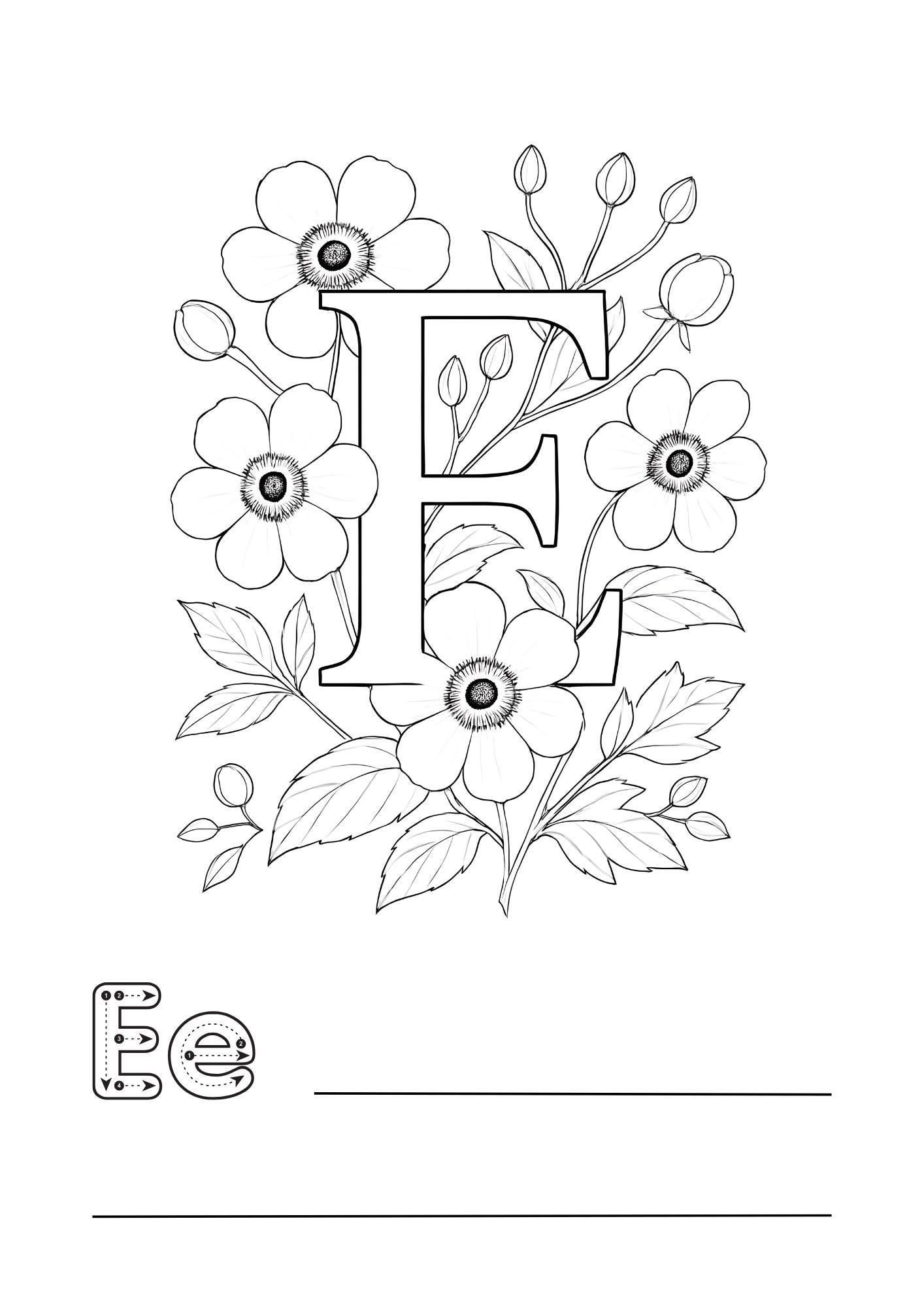 Floral Alphabet Coloring Pages for Girls – A to Z Flower Letters ...