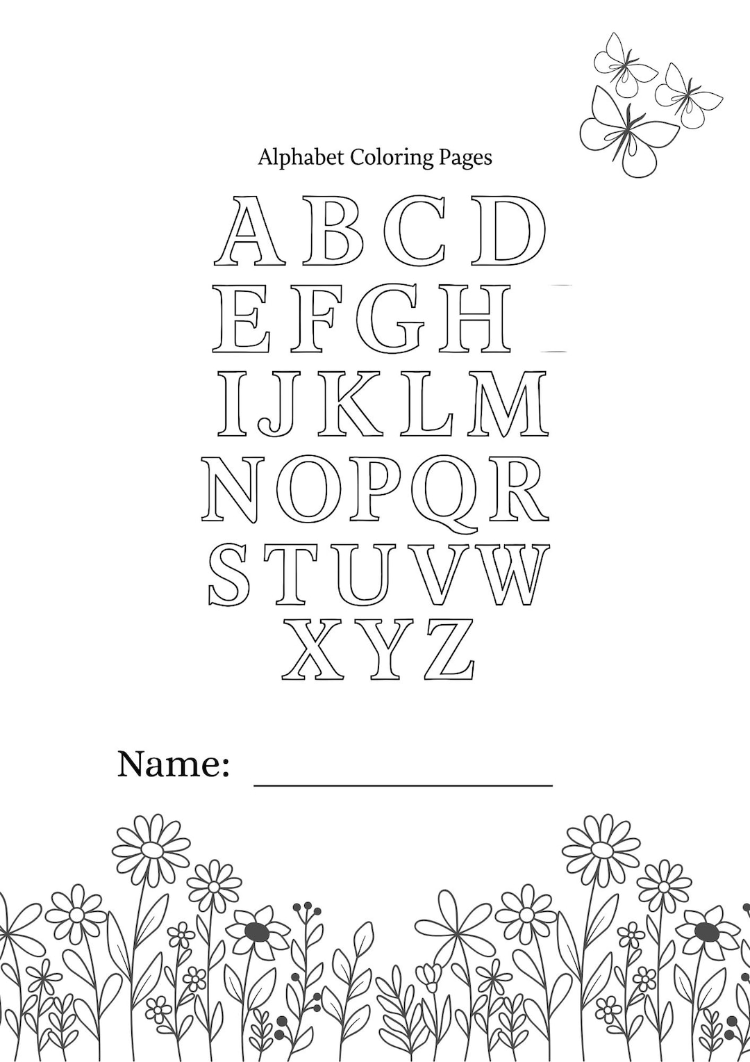 Floral Alphabet Coloring Pages for Girls – A to Z Flower Letters ...