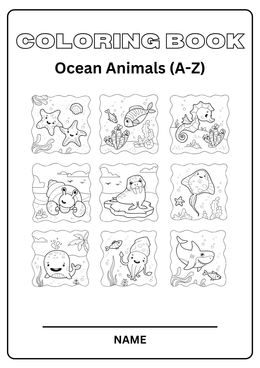 Ocean Animals Alphabet Coloring Book for Kids | A-Z Sea Creatures ...